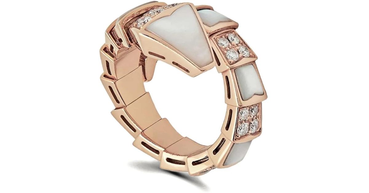 BVLGARI 18K Rose Serpenti Viper Diamond Ring in Pink | Lyst