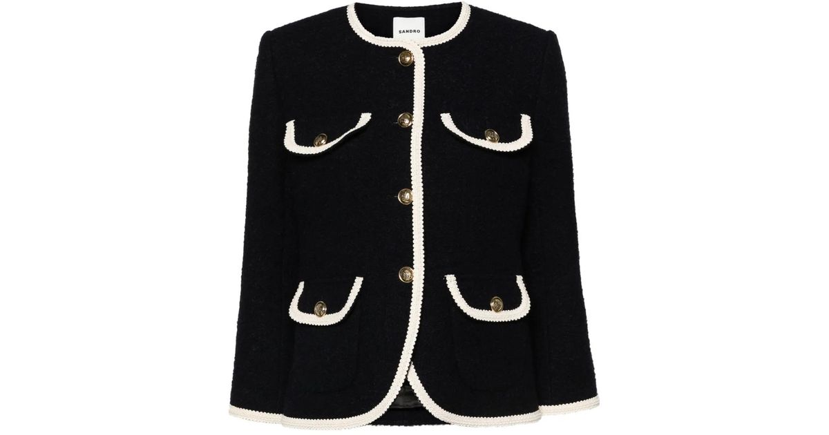 Sandro Tweed Jacket in Black | Lyst