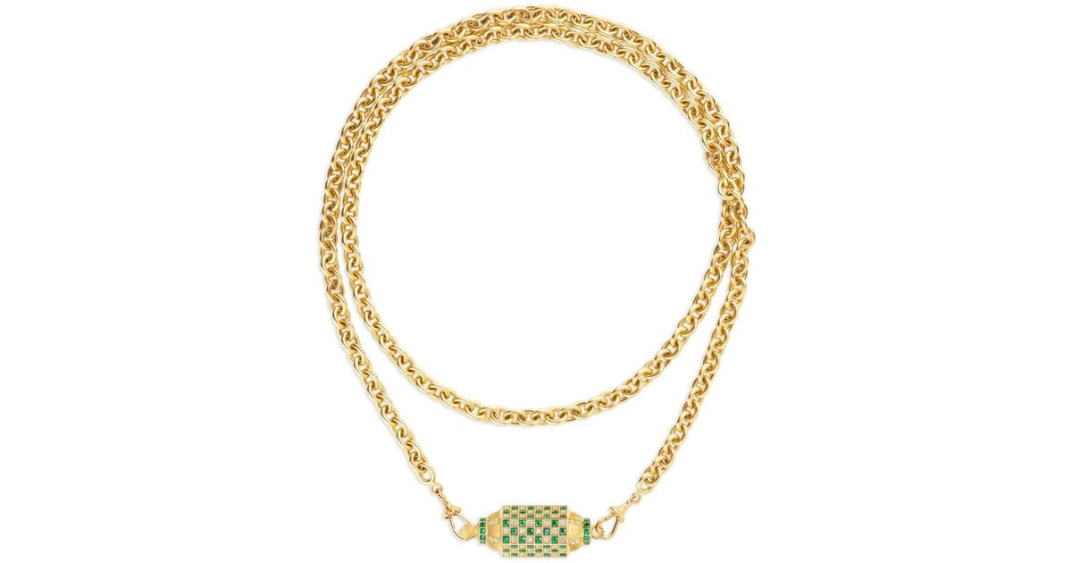 Marie Lichtenberg 18Kt Check Locket Necklace in Metallic | Lyst