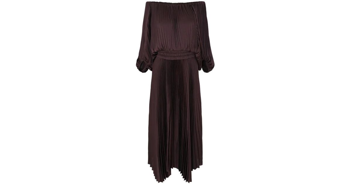 A.L.C. Sienna Pleated Off-The-Shoulder Midi Dress in Red | Lyst UK