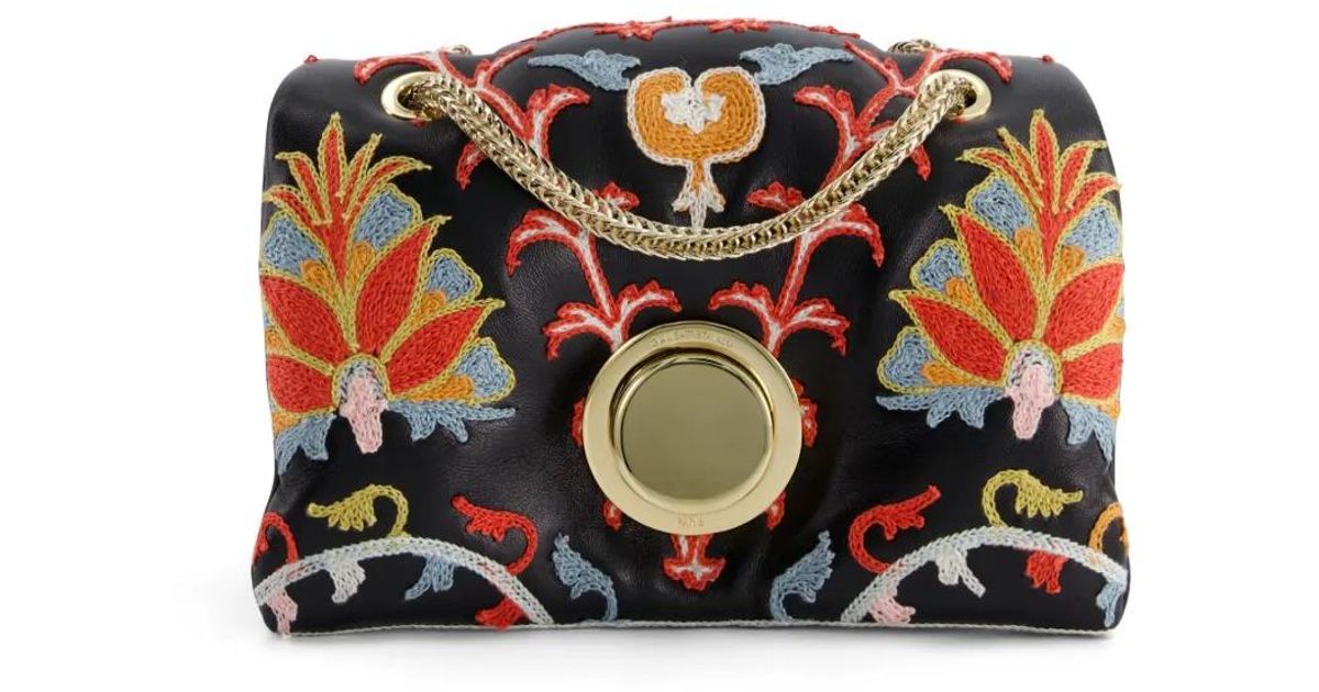 Giambattista Valli Floral-Embroidery Shoulder Bag in White | Lyst UK