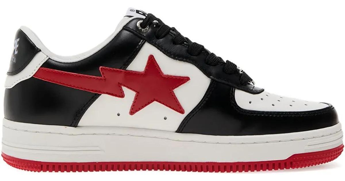 A Bathing Ape Bape Sta Star-Lightning Low-Top Sneakers in Red | Lyst