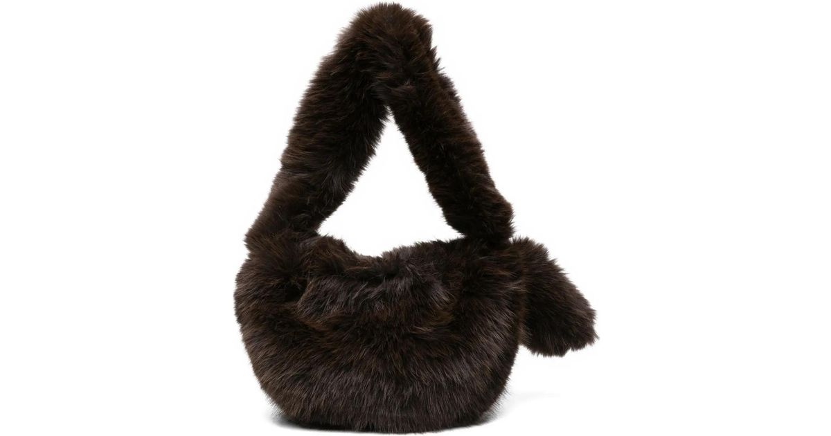 Alysi Furry Shoulder Bag in Black | Lyst