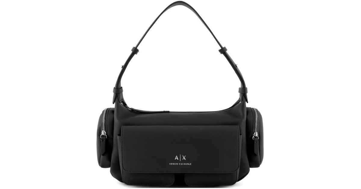 ARMANI EXCHANGE Logo-Print Shoulder Bag in Black | Lyst