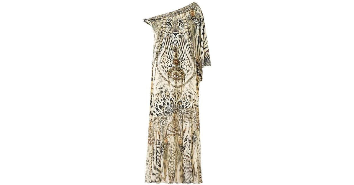 CAMILLA Animal-Print One-Shoulder Maxi Dress in Metallic | Lyst UK