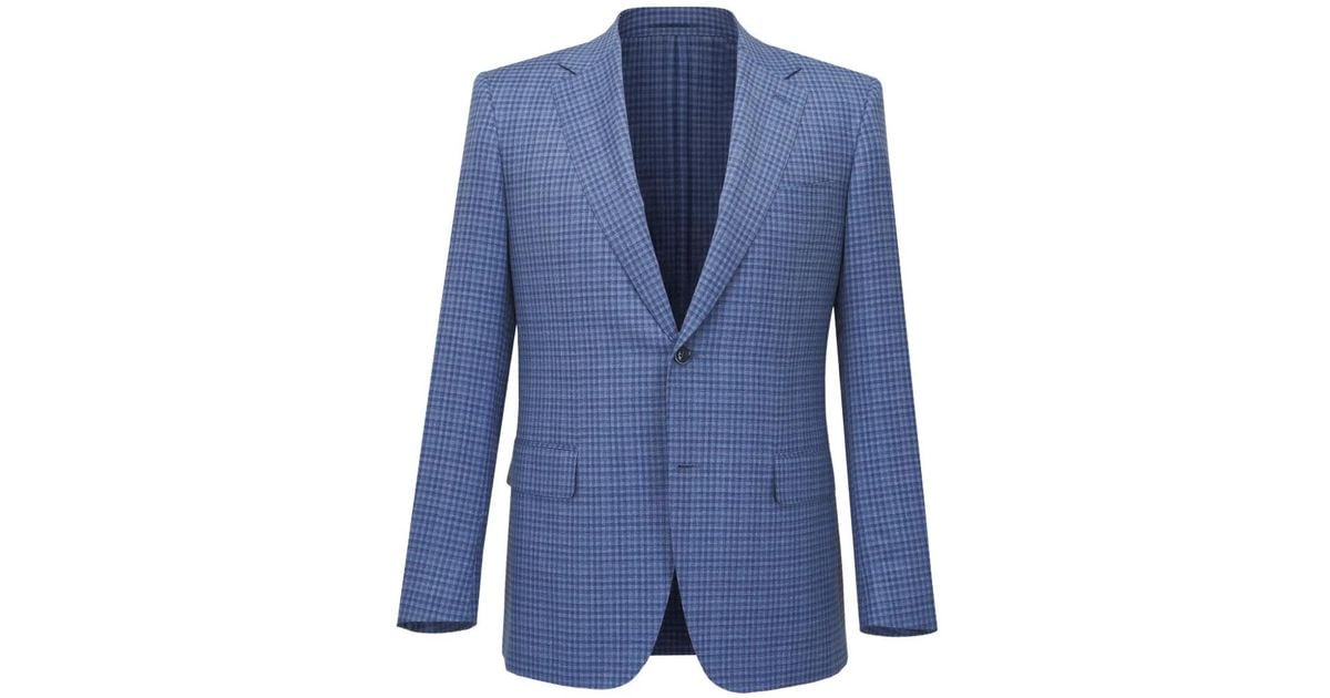 Canali Checkered Button Jacket in Blue for Men | Lyst UK