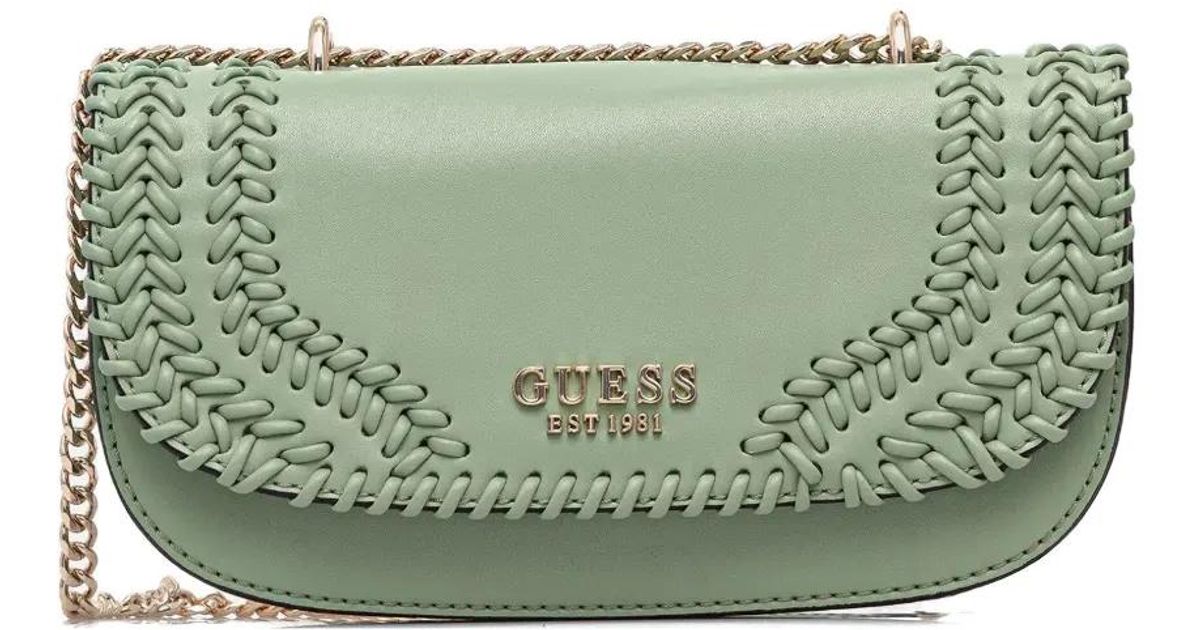 Guess Tatum Chain Cross Body Bag in Green | Lyst