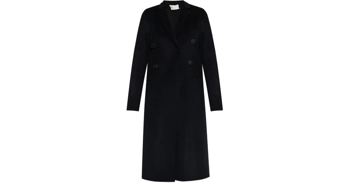 Tory Burch Double-breasted Wool Coat in Black | Lyst UK