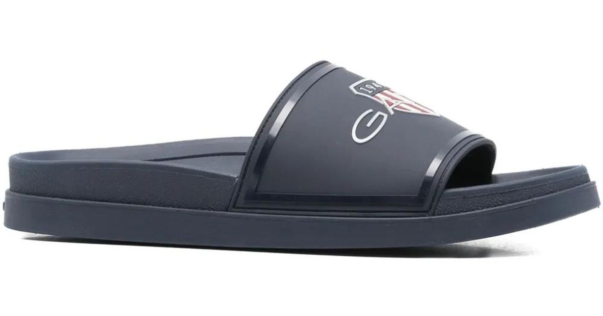 GANT Pierbay Logo-Embellished Sliders in Blue for Men | Lyst UK