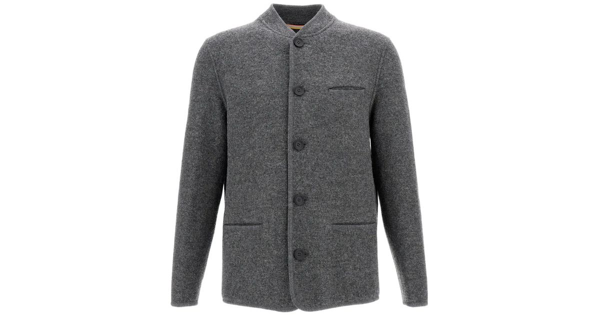 ALPE PIANO Buttoned Felted Jacket in Grey for Men | Lyst UK