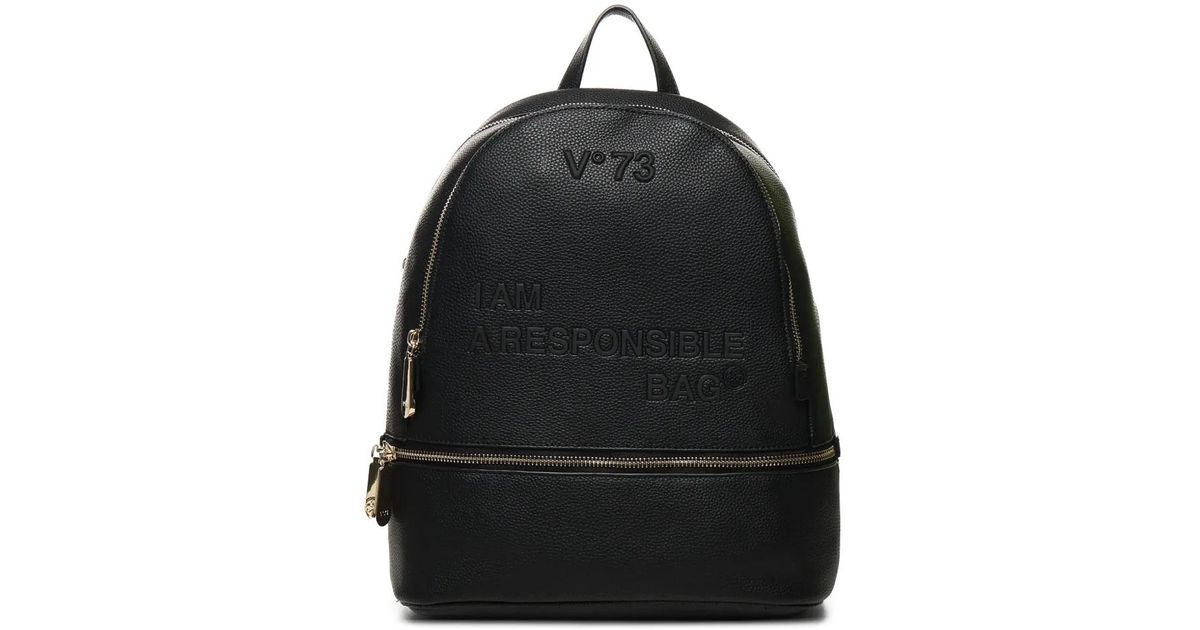 V73 Logo Embossed Backpack in Black | Lyst