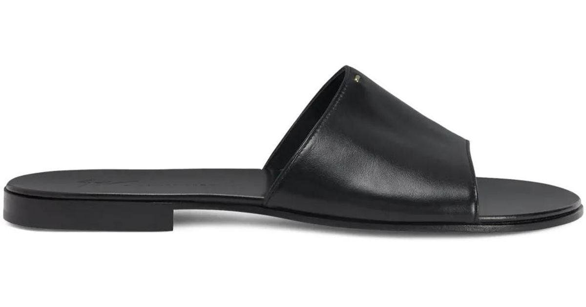 Giuseppe Zanotti Adrien Leather Slides in Black for Men | Lyst