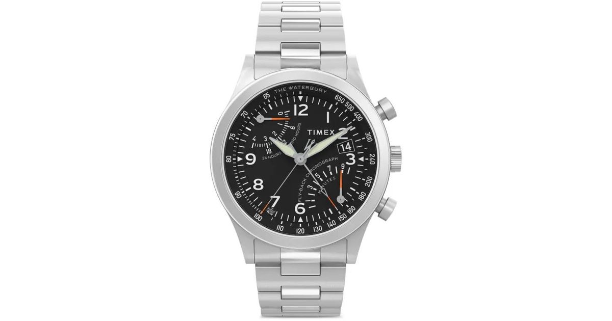 Timex Waterbury Traditional Fly Back Chronograph 43Mm in Black for Men ...
