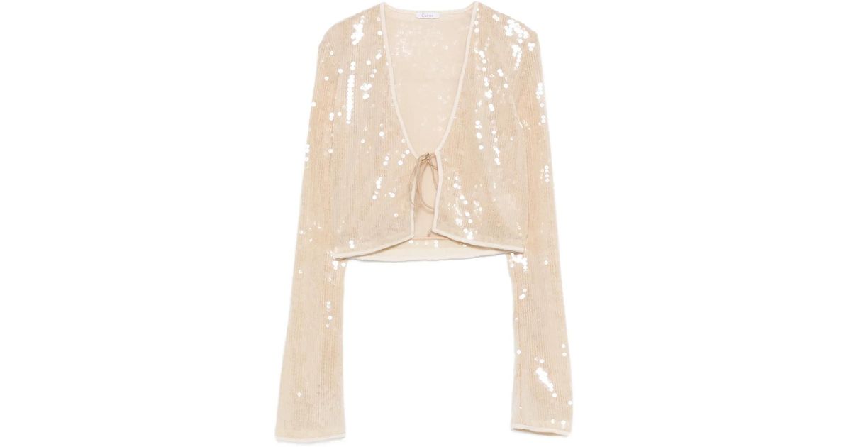 Oséree Marylin Sequin Tie Top in Natural | Lyst UK