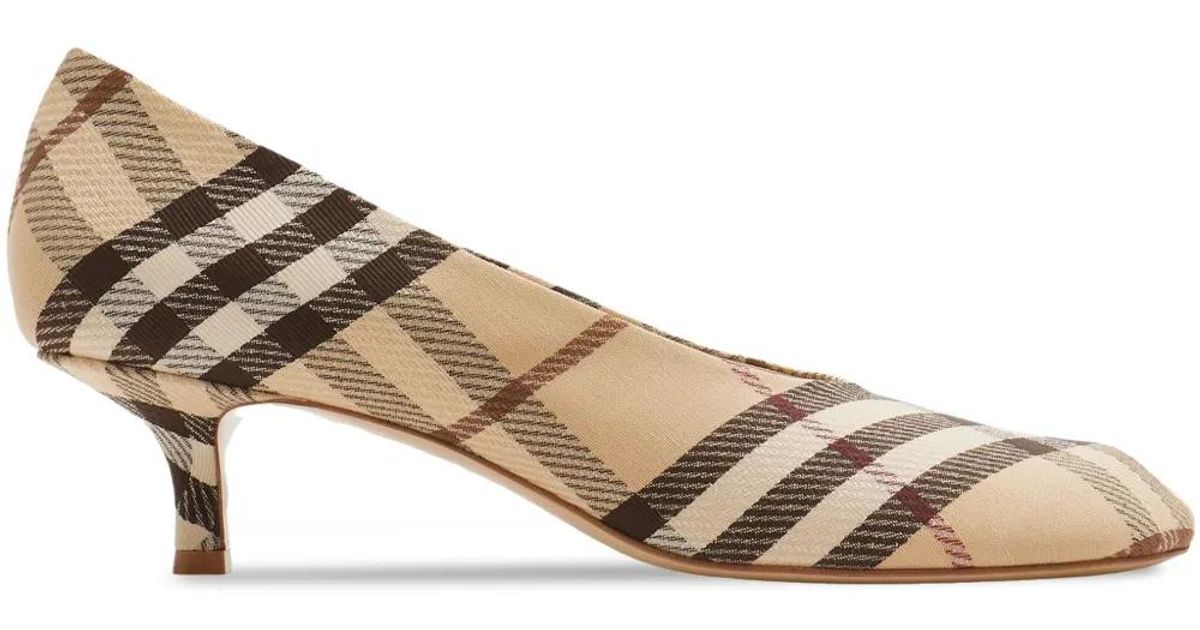 Burberry 45Mm Check Baby Pumps in Brown | Lyst