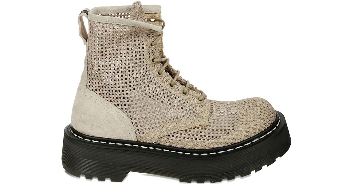 Premiata Mesh Combat Boots in Natural | Lyst
