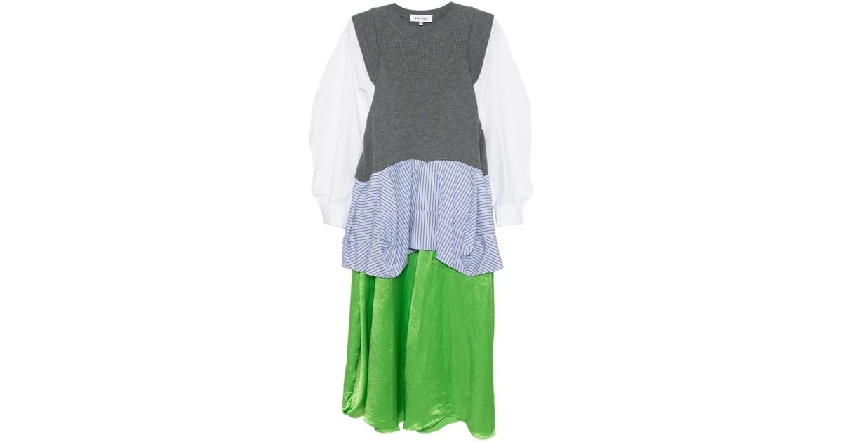 Enfold Striped Layered Dress in Green | Lyst UK
