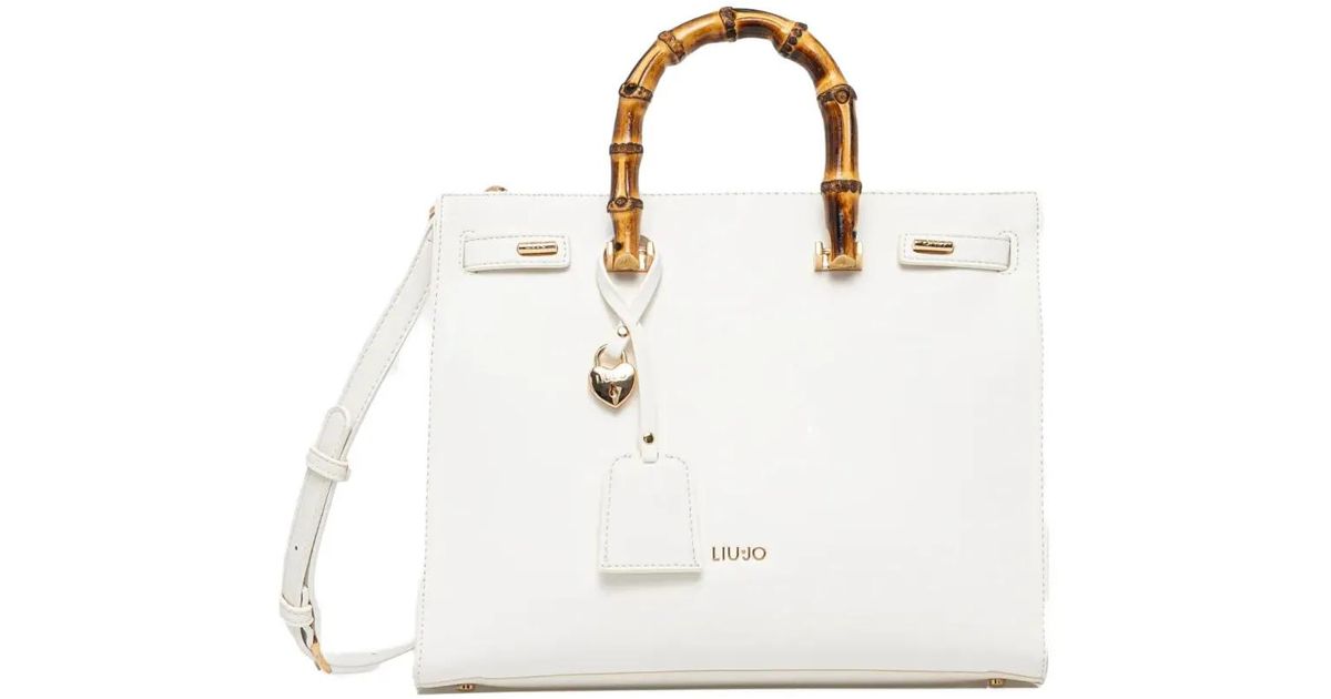Liu Jo Logo-Lettering Tote Bag in White | Lyst