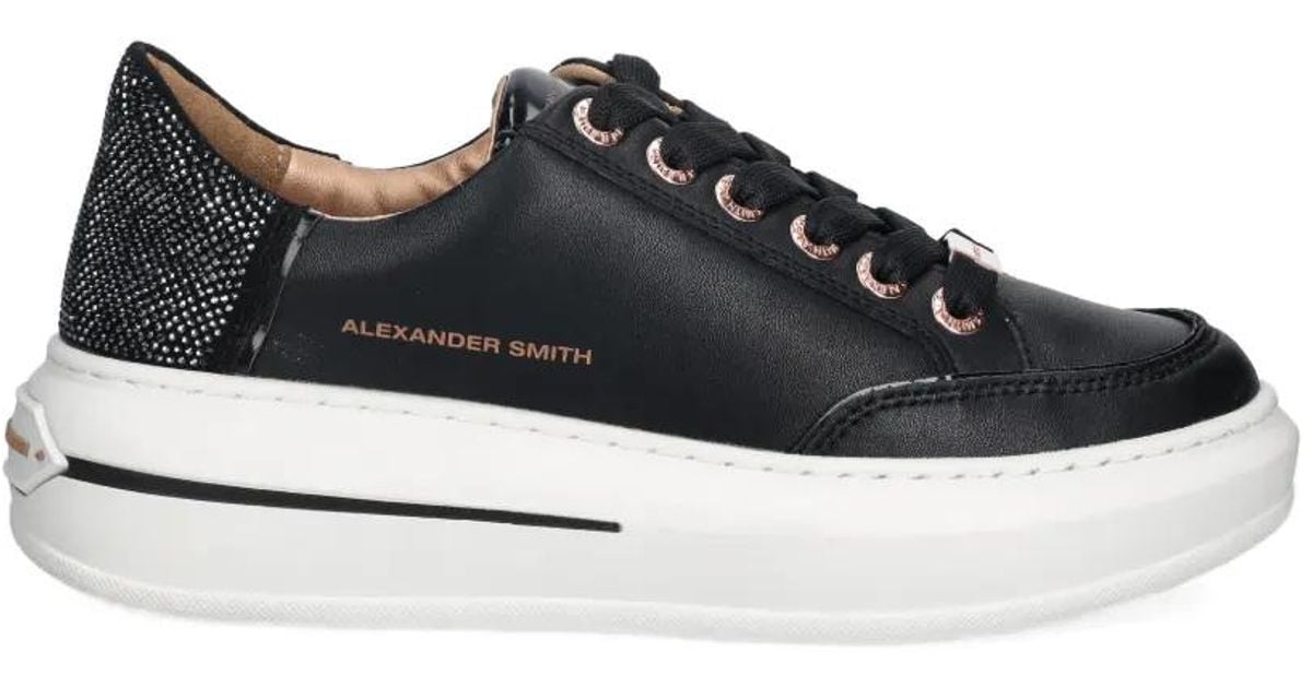 Alexander Smith Lancaster Appliqué Lace-Up Sneakers in Black | Lyst UK