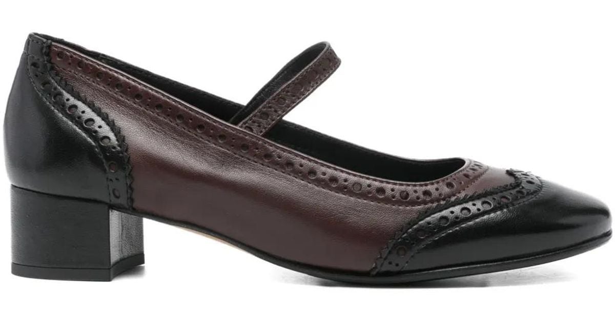 LORENA PAGGI Leather Brogue Pumps in Brown | Lyst UK