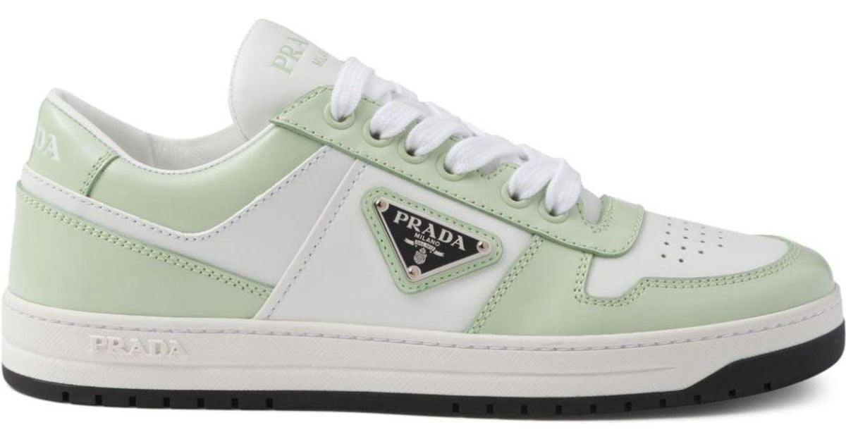 Prada Leather Downtown Sneakers in White | Lyst