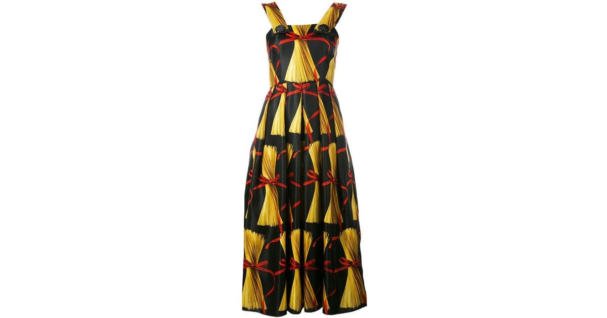 Dolce & Gabbana Pasta Print Dress in Black | Lyst