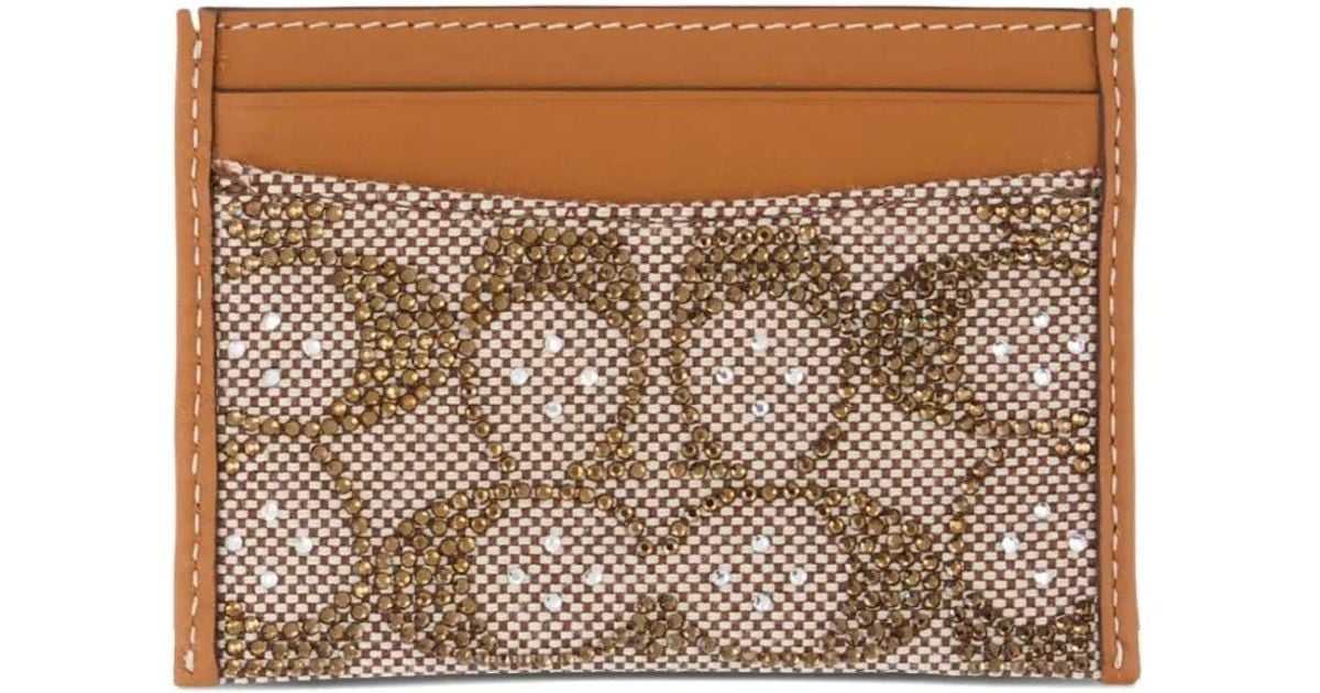 COACH Crystal Signature Essential Card Holder in Brown | Lyst UK