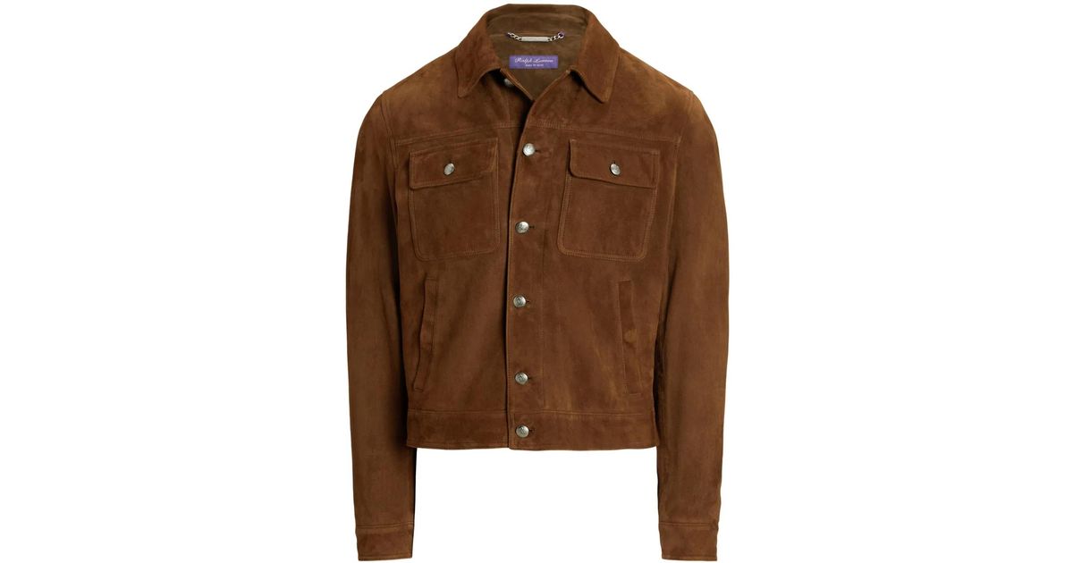 Ralph Lauren Suede Jacket in Brown for Men | Lyst