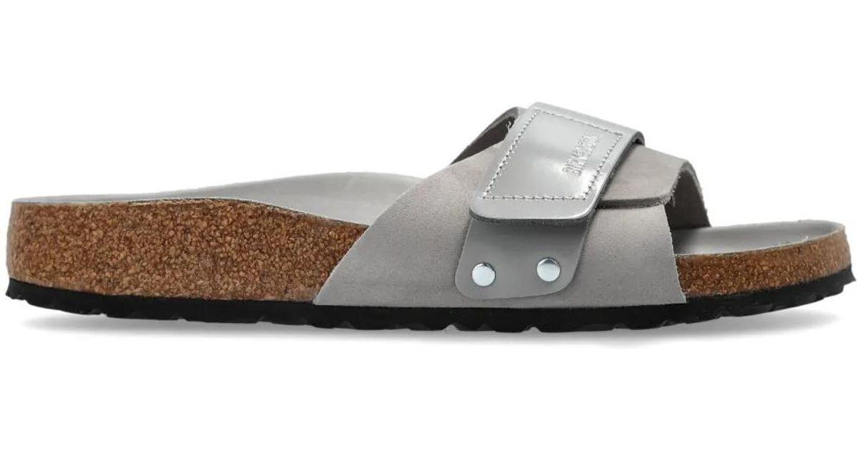 Birkenstock Leather Slides in White | Lyst
