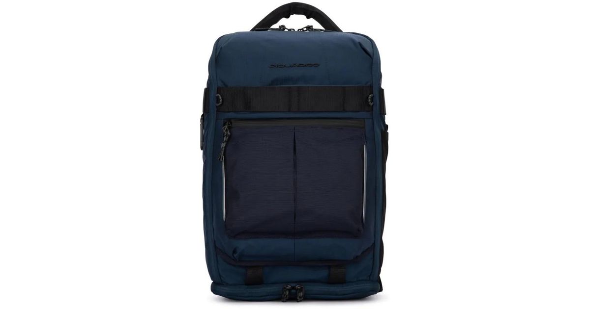 Piquadro Logo-Lettering Backpack in Blue | Lyst UK