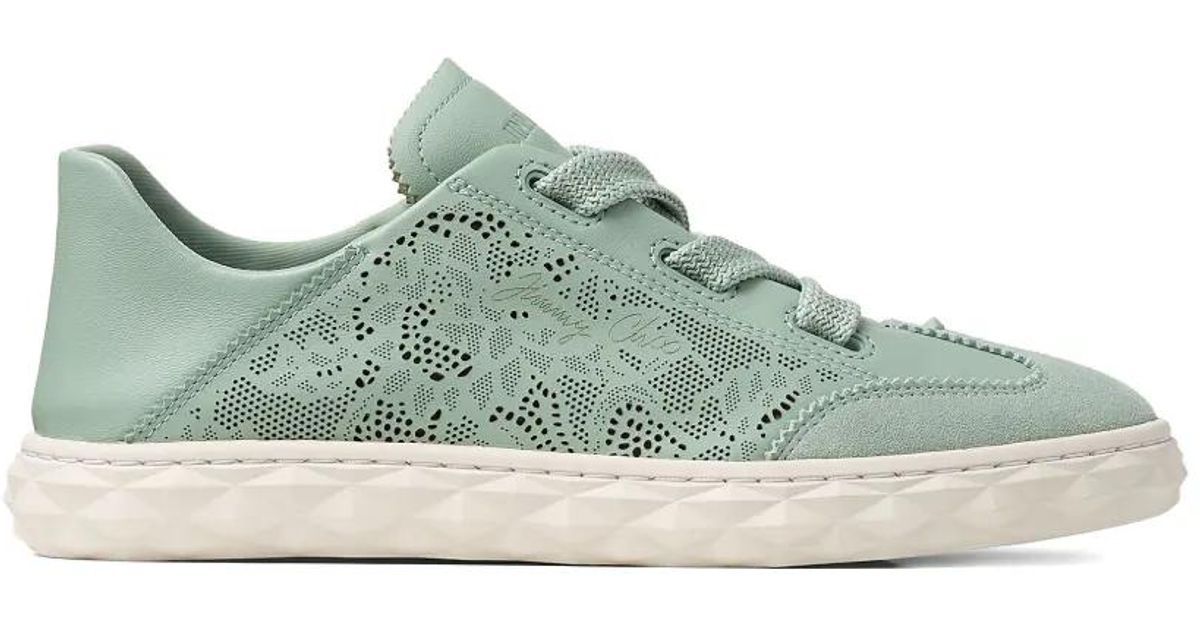 Jimmy Choo Diamond Laced Laser-Cut Sneakers in Green | Lyst UK