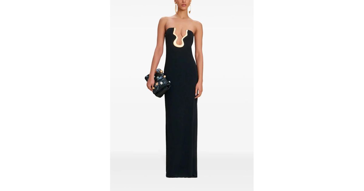 Cult Gaia Viscose Appliqué Cut-Out Evening Dress in Black | Lyst