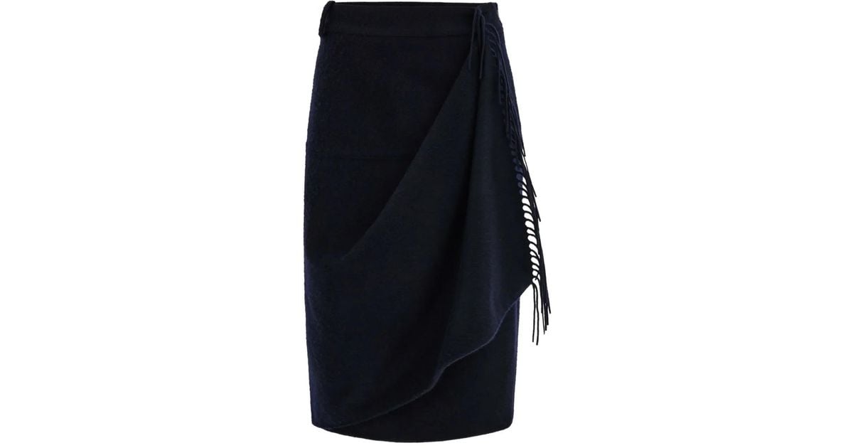 Ferragamo Fringe-detailed Mini Skirt in Blue | Lyst UK