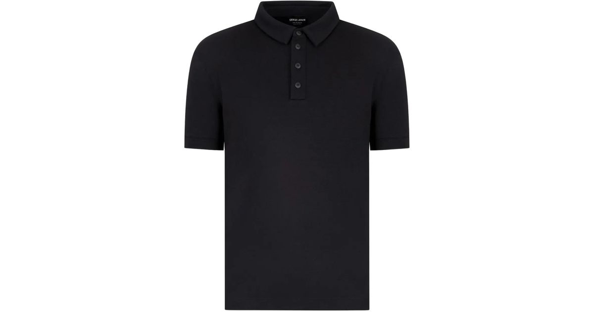Giorgio Armani Buttoned Polo Shirt in Black for Men | Lyst UK