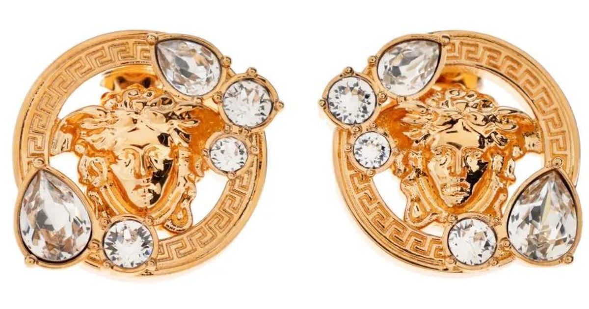Versace Medusa Head-Motif Embellished Earrings in Metallic | Lyst UK