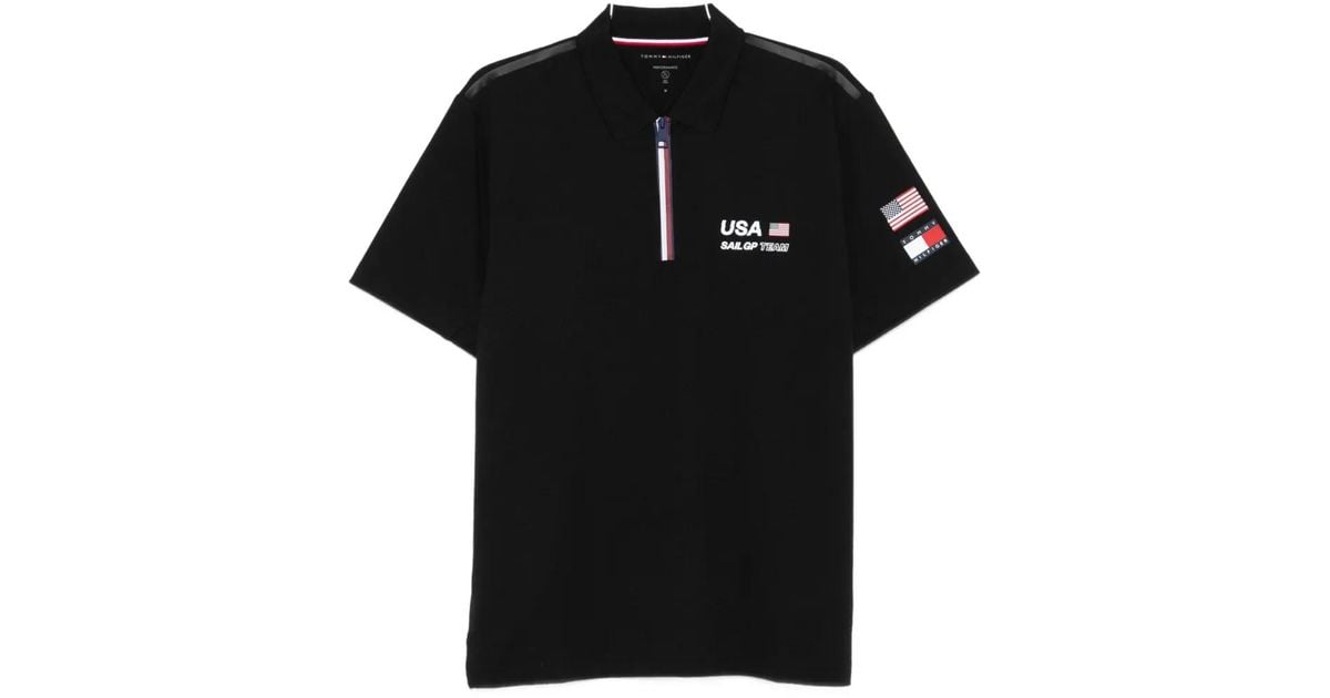 Tommy Hilfiger X U. Sail Gp Team Pique Polo Shirt in Black | Lyst UK