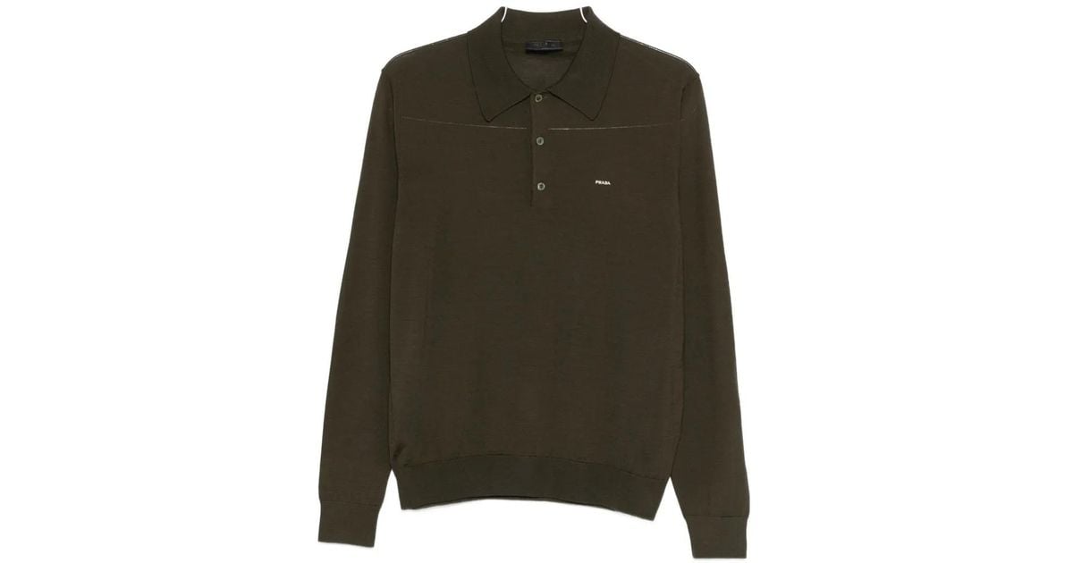 Prada Logo-Detail Polo Shirt in Green for Men | Lyst UK