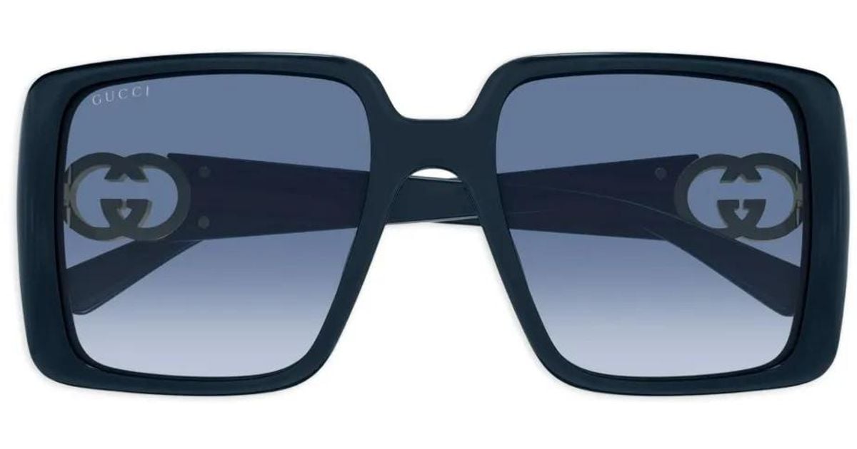 Gucci Square-Frame Logo Sunglasses in Blue | Lyst UK