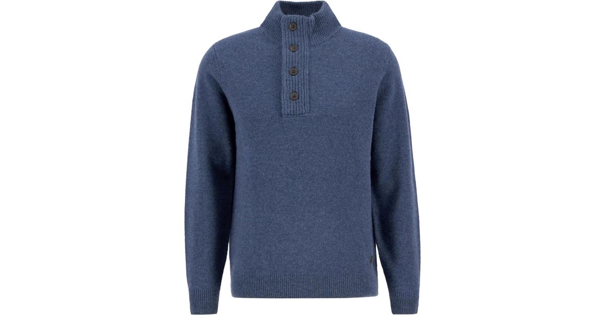 Barbour High-Neck Elbow-Patch Sweater in Blue for Men | Lyst