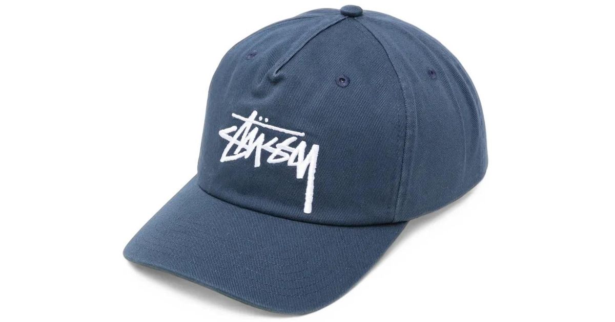 Stussy Logo-Embroidered Baseball Cap in Blue for Men | Lyst UK