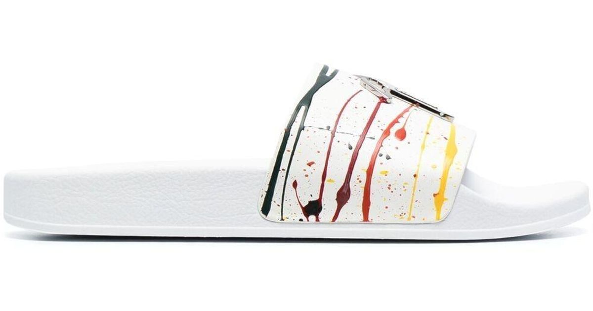 giuseppe-zanotti-paint-splatter-slides-in-white-for-men-lyst
