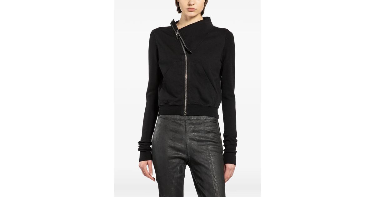 Rick Owens Asymmetric Zip Mountain Sweater in Black | Lyst UK