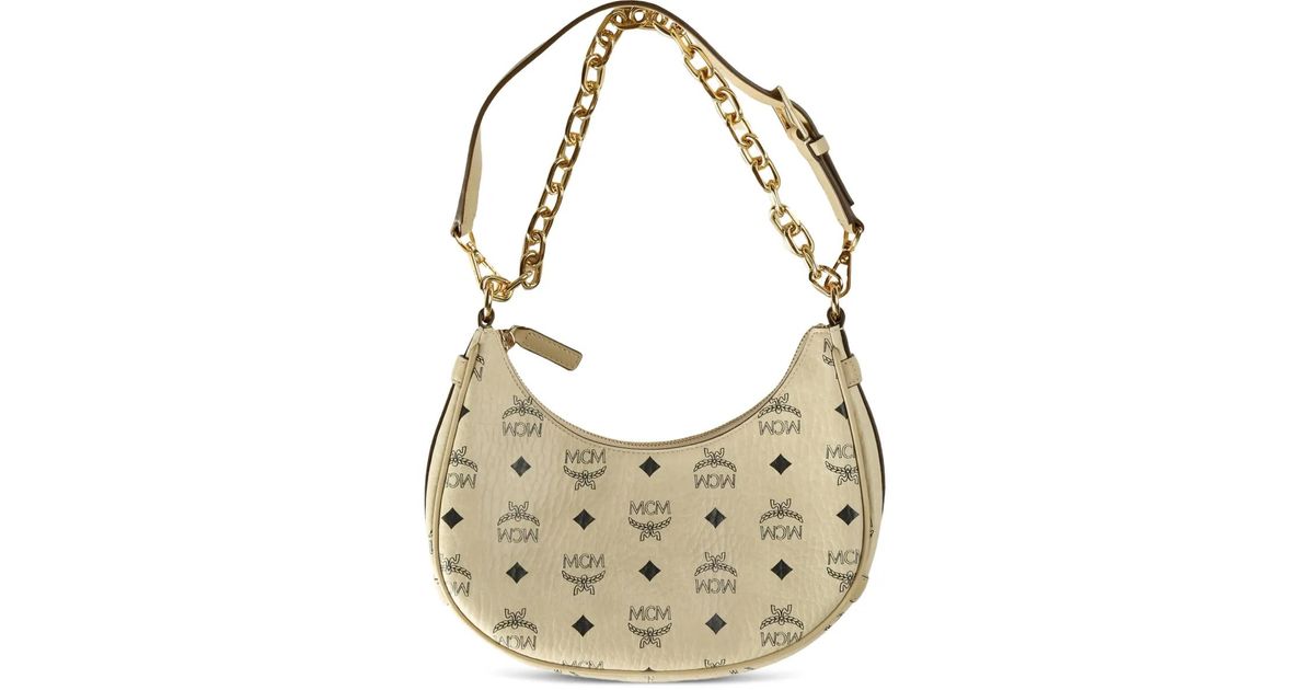 MCM Small Aren Logo-Pattern Shoulder Bag in Metallic | Lyst