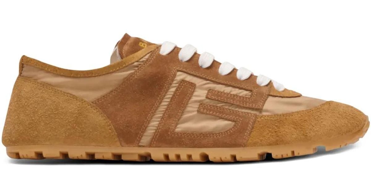 Balmain Racer Suede Panelled Sneakers in Brown for Men | Lyst UK