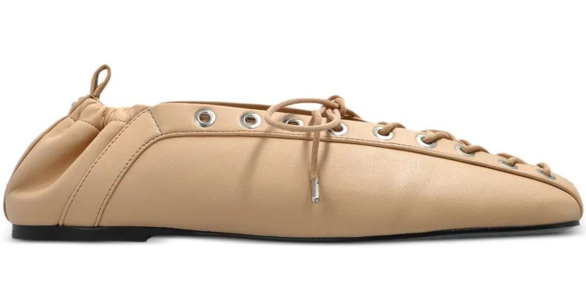 Ganni Leather Derby Shoes in Natural | Lyst