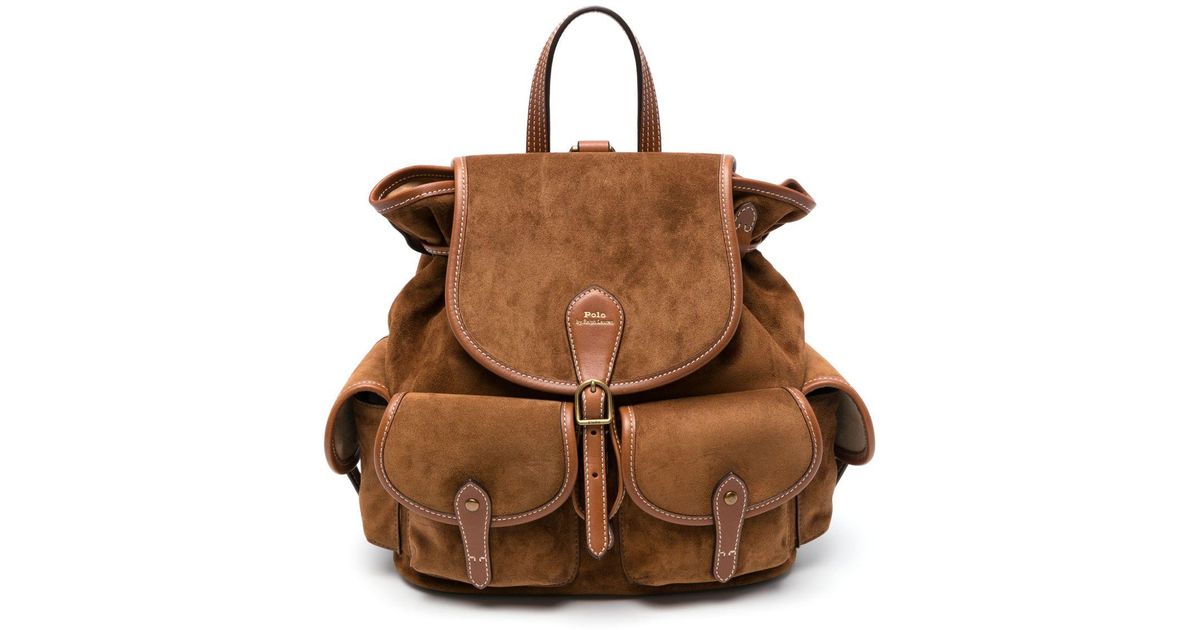 Polo Ralph Lauren Bellport Suede Backpack in Brown | Lyst