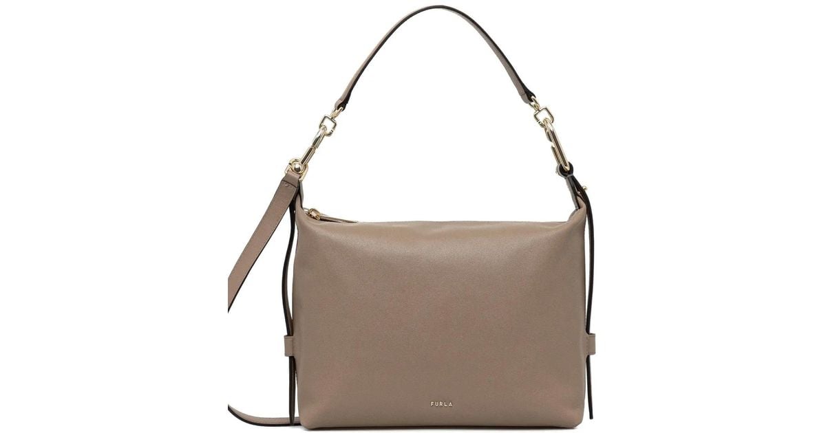Furla M Tonie Hobo Leather Crossbody Bag in Brown | Lyst UK