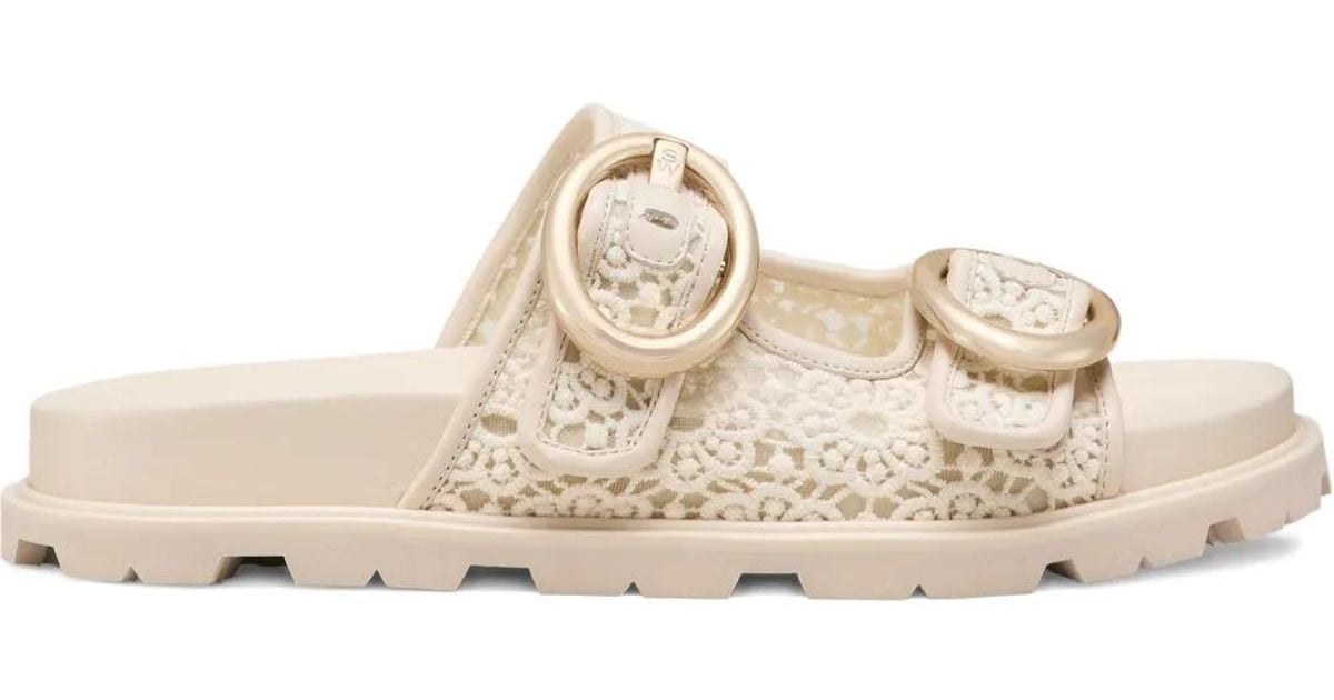 Stuart Weitzman Benni Slides in White | Lyst