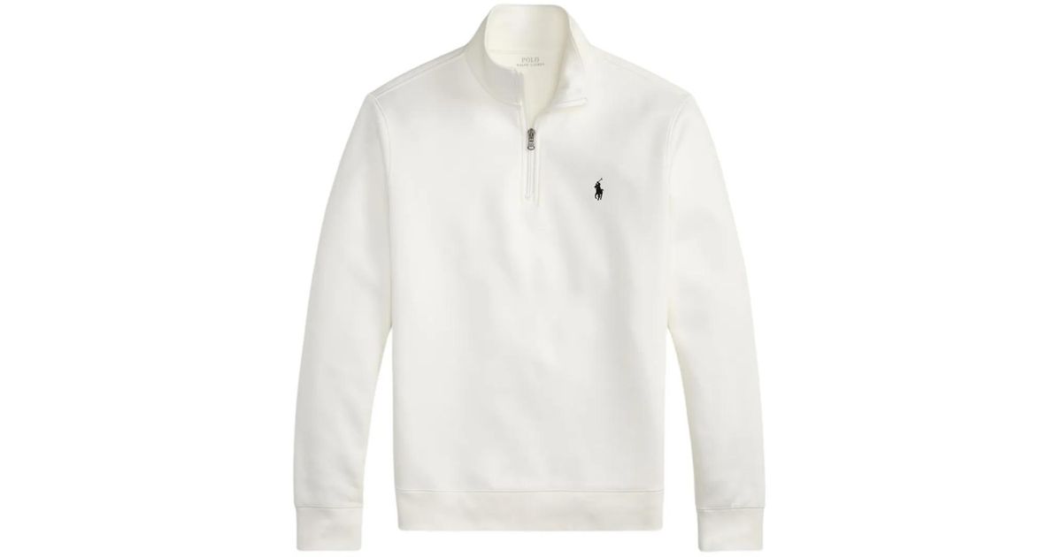 Polo Ralph Lauren Double-Knit Quarter-Zip Pullover in White for Men ...