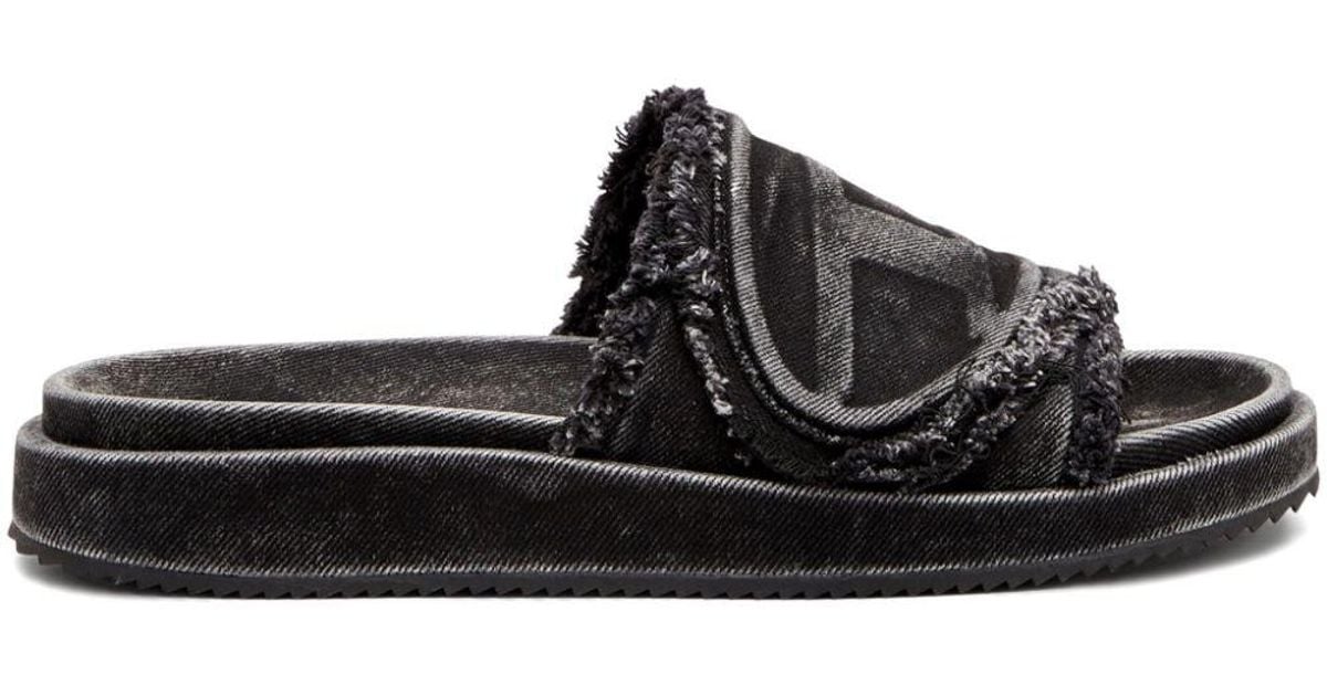 DIESEL Sa Oval-D Slides in Black | Lyst